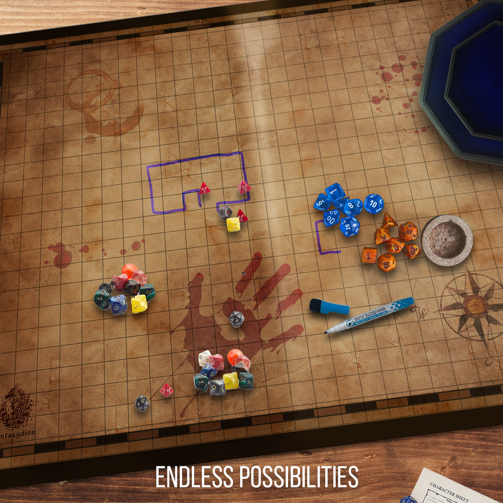 FantasyDice Foldable 1" Grid Battle Map Double Sided Dry Erase 24 x 36 ...